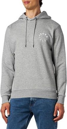 Jack & Jones Jjwarrior Sweat &agrave; Capuche Ub Sweatshirt, Gris Clair/imprim&eacute; : Small, M Homme