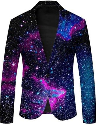 Generic Veste pour homme - Aspect paillettes - Impression &agrave; paillettes - Coupe ajust&eacute;e - Costume de f&ecirc;te disco - Pour carnaval, mariage et sc&egrave;ne (pas de v&eacute;rit