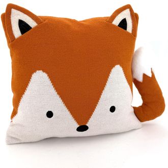 Heimtexland Deko Kissen Herbst Strickoptik mit angen&auml;hten Ohren und Schwanz Zierkissen Dekoration Weihnachten Geschenkidee HxB 42x42 cm Kissenh&uuml;lle Typ832 Fuchs
