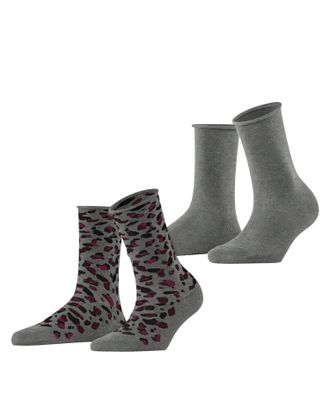 Esprit Damen Socken Art Pattern Multipack W So Baumwolle gemustert 2 Paar, Grau Light Grey 3400, 35-38