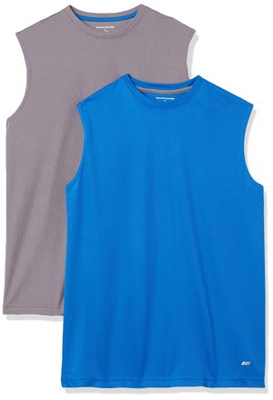 Amazon Essentials Herren Active Performance Tech Muscle Tank 2er Pack, Mittelgrau/K&ouml;nigsblau, XX-Large