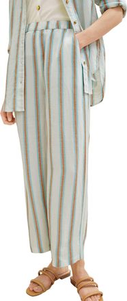Tom Tailor Damen 1036684 Culotte Hose aus Leinen, 31948-Offwhite Brown Vertical Stripe, 42W / 28L