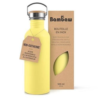 Bambaw 500ml Bouteille de Sport en Acier Inoxydable Jaune Bouteille de Sport Bouteille deau Non Isotherme Bouteille en Acier Inoxydable Enfant Bouteille Deau