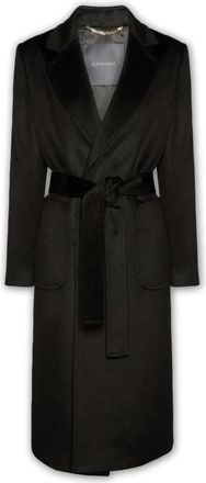 Elena Miro Femme, Manteaux, Noir, Taille: 48 FR Midi Robe Coat