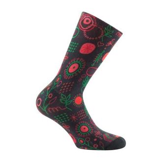 Kindy Mi-chaussettes imprim&eacute;es all over pop viscose de bambou - couleur - Noir orange - Pointure - 37-41
