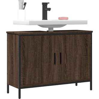 vidaXL Vidaxl - Armoire lavabo de salle de bain ch&ecirc;ne marron 80x30x60 cm