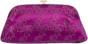 Alberta Ferretti Femme, Sacs, Violet, Taille: ONE Size Satin Clutch Bag with Rhinestone AF Monogram