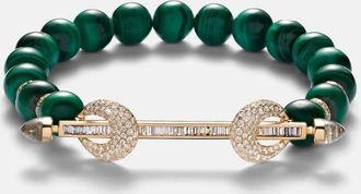 Ananya Armband Chakra aus Malachit mit 18kt Gelbgold, Diamanten und Quarz
