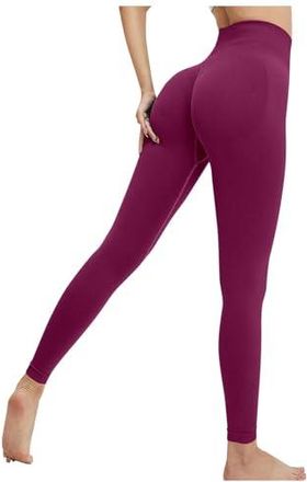 Generic 2026 Pantalon de yoga sans couture pour femme Couleur pêche, bordeaux, XL