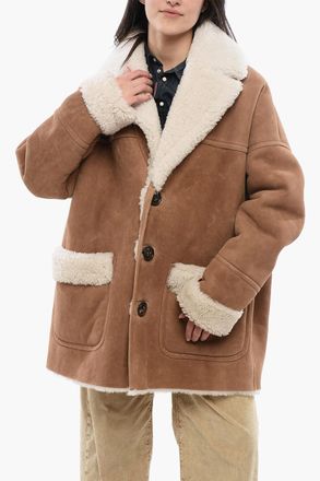 Dsquared2 3-Button Shearling Coat with Patch Pockets Dsquared2