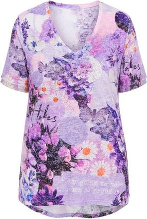 Miamoda T-Shirt T-Shirt A-Linie Ausbrennerjersey Glitzersteinchen