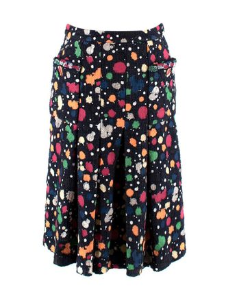 Chanel Cotton Tweed Hand Painted Multicoloured Skirt Size XS