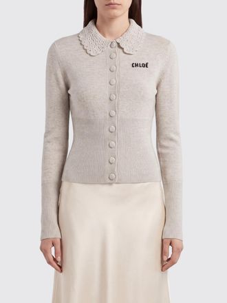 Chlo&eacute; Slim-Fit-Polo-Cardigan aus Wolle mit kontrastierendem Logo