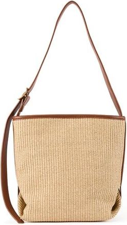 Au Printemps Paris Grand sac seau bi mati&egrave;re raphia