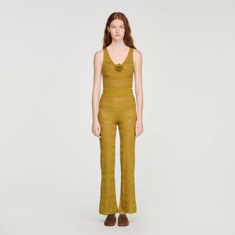 Sandro Pantalon en maille pointelle