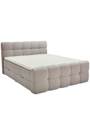 Moderano Boxbett, Hellgrau, Textil, Tanne, Hartholz, H3, 5-Zonen, H&ouml;he ca. 24 cm, 180x200 cm, gepolstertes Kopfteil, Topper durchgehend, H&auml;rtegradauswahl, Matr