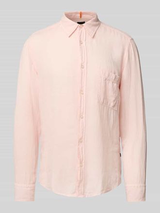 Boss Orange by Hugo Boss Regular Fit Leinenhemd mit Brusttasche Modell Relegant