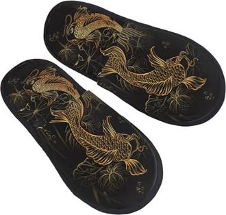 Generic Pantoufles Unisexes Carpes Koi Et Lotus Maison Chaussures Lavable Confort Pantoufles Pour Invit&eacute;s, Pour Hommes, Mariage, F&ecirc;te, L