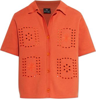 Paul Smith Femme, Blouses et Chemises, Orange, Taille: 42 FR T-shirt avec broderie ajour&eacute;e