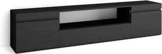 Skraut Home Skraut Home - TV-Schrank, Lowboard, f&uuml;r Wohnzimmer und Esszimmer, 200x45x35cm, F&uuml;r TV-Ger&auml;te bis zu 80, Fernsehtisch, Moderner Stil, Schwarz