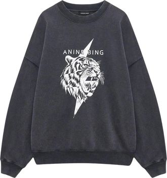 Anine Bing Femme, Sweatshirts et sweats &agrave; capuche, Gris, Taille: 40 FR Miles Tiger SweaT-shirt