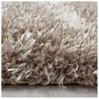 Allotapis Collection Allotapis - Tapis rond à poils longs doux uni Sera Taupe ø 120