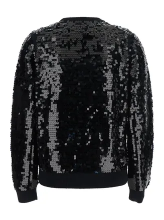 Semicouture Womens Black Wool Sweater With Sequins Virgin Tops Top