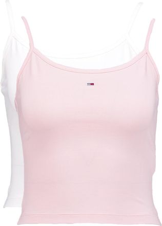 Tommy Jeans Damen 2er Pack Tops Essential Strap Top Stretch, Mehrfarbig (Ecru/Precious Pink), XXS