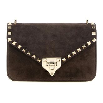 Valentino Garavani Kleine Rockstud Umh&auml;ngetasche aus Wildleder - - Bags - Damen - Braun - ONE SIZE