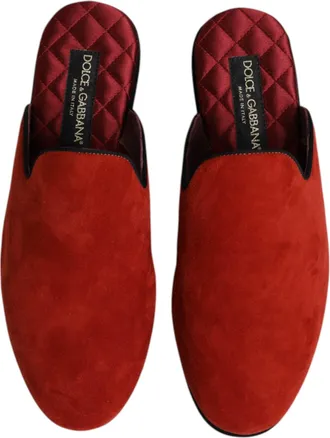 Dolce & Gabbana Mens Suede Slipper Orange Goatskin