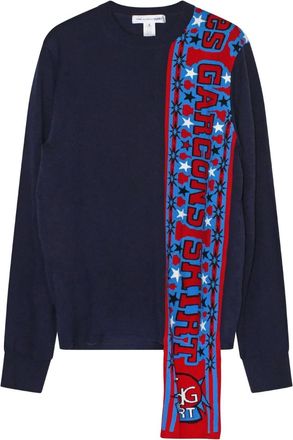 Comme Des Garçons pull à empiècement graphique - Bleu