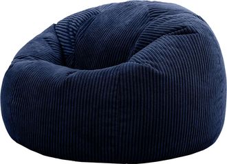 Icon Brand Kingston Sitzsack Cord, Dunkelblau, Sitzsack Erwachsene mit F&uuml;llung, Bean Bag, Cord Sessel, Lounge Sessel, Lounge Stuhl, Schlafzimmer, Wohnzimmer, Woh