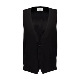 Saint Laurent Schwarze Seidenknopfweste - - Jackets - Herren - Schwarzk - L