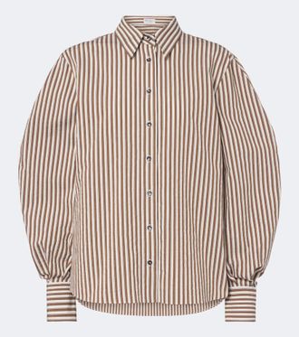 Brunello Cucinelli Chemise Monili en coton m&eacute;lang&eacute; &agrave; rayures