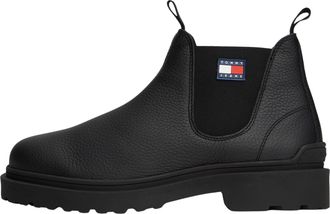 Tommy Jeans Herren Low Boot Stiefel Chelsea aus Leder, Schwarz (Black), 42