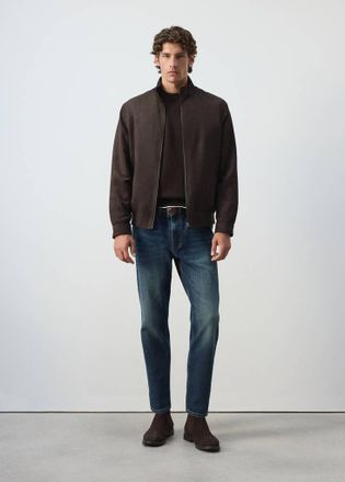Mango Veste bomber effet daim marron - Homme - S - MANGO MAN