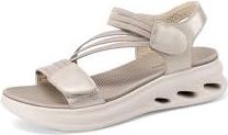 Queen Helena BZ433 Sandales de sport à bande croisée avec semelle orthopédique décontractée pour femme, beige, 38 EU