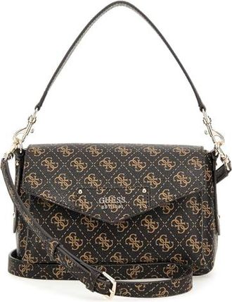 Guess Eco Brenton Flap Sho, Sac &agrave; Main Femme, Logo Marron, Ma&szlig;e 23x16x8 cm