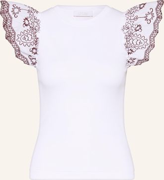 Rich & Royal T-Shirt Im Materialmix Mit Rüschen weiss