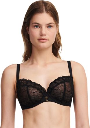 Chantelle B&uuml;gel-BH CHANTELLE FLEURS, Damen, Gr. 75, Cup D, schwarz, Obermaterial: 51% Polyamid, 28% Polyester, 21% Elasthan, BHs B&uuml;gel-BH, mit floraler Stickere