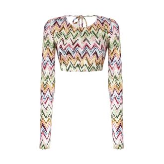 Missoni Crop Top mit Spitze und Zickzackmuster - - Knitwear - Damen - Mehrfarbig - M
