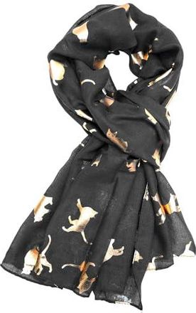 GFM &Eacute;charpe &agrave; imprim&eacute; chats - CT-RG-KL-Noir-Imprim&eacute; or rose