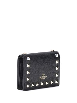 Valentino Garavani Womens Rockstud Wallet Nero Calf Leather Bos Taurus