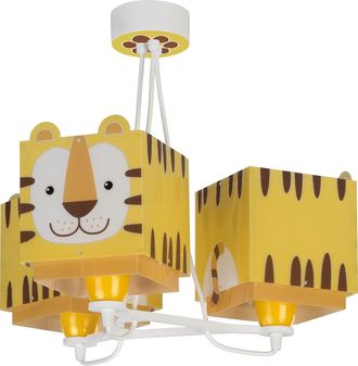 Dalber Lampe kinderzimmer, kinderlampe Pendelleuchte Hängelampe, Deckenleuchte Kinder, Deckenlampe kinderzimmer 3 Lichter Little Tiger Tiere, gelb, 64567, E2