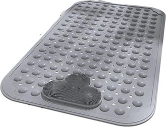 Generic 1 St&uuml;ck rutschfeste PVC-Duschmatte mit Saugn&auml;pfen und Abflussl&ouml;chern, Massageteppich for Badezimmer, Badewanne, Badteppiche, 15,7 x 27,5 Zoll(Gray)