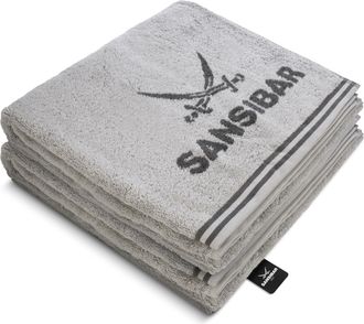 Sansibar Duschtuch 2er Set 80x150 cm 100% Baumwolle Handtuch Doubleface Frottiertuch Zweifarbig Silber/Anthrazit