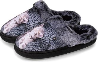 Isotoner Chaussons pantoufles Mules femme ultra confortables, bordure en fausse fourrure, 37 EU, gris