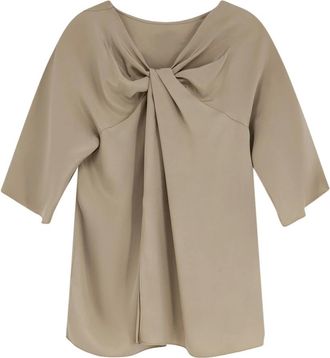 Max Mara Femme, Blouses et Chemises, Beige, Taille: 38 FR Blouse &agrave; col rond et dos nou&eacute;