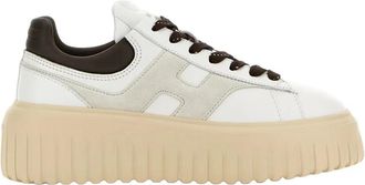 Hogan Low-Top Sneaker - Lace-Up Platform Shoes With H-Stripe Design - Gr. 35,5 (EU) - in Beige - f&uuml;r Damen