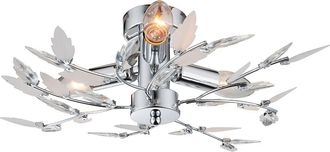 Globo Lighting Globo Deckenleuchte Chrom Blätter Dekor 63160-3, Braun